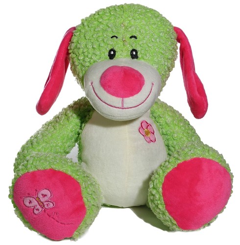 Calplush Dog 11” Plush Green Pink Flower Butterfly Stuffed Animal ...