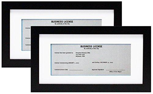 5x10 Black Gallery Business License Frame with 3.5x8 Mat - Two Frames ...