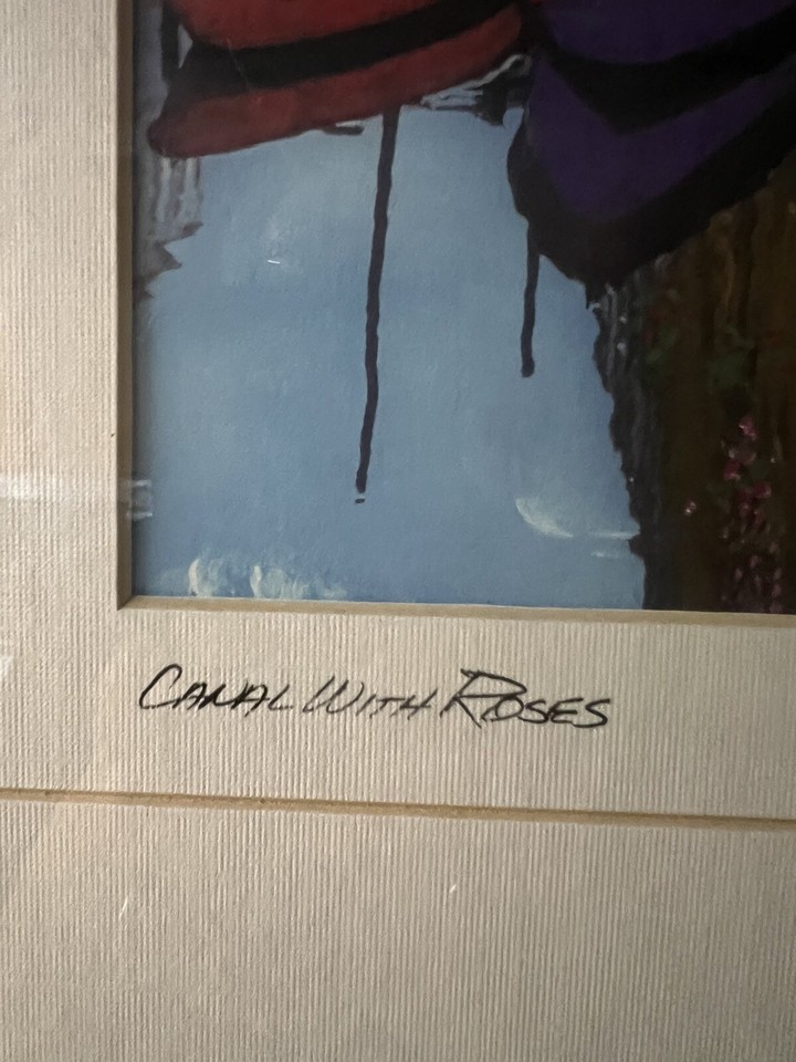 Martin Roberts "Canal With Roses” Signed frame Lithograph Venice Italy ...
