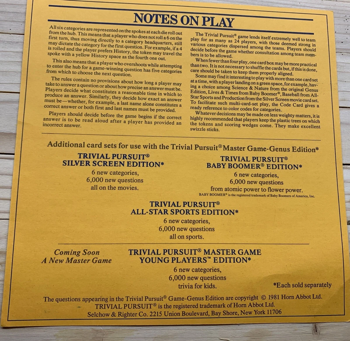 Trivial Pursuit Junior Game Rules