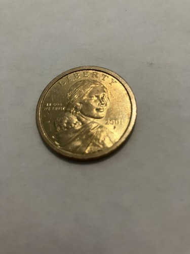 Rare 2001 P Sacagawea One Dollar US Liberty Gold Color Coin With Mint ...