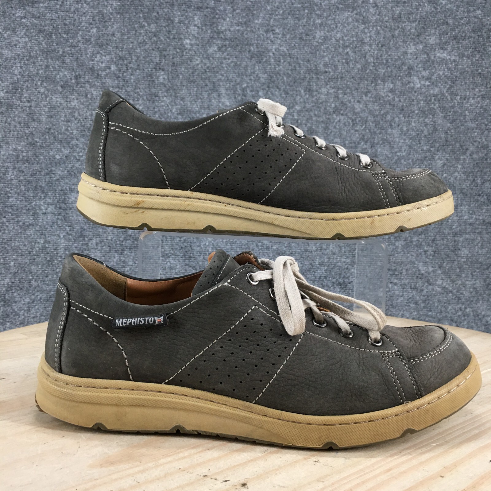 Mephisto Shoes Mens 8 Jerome Walking Sneaker Gray Lea… - Gem