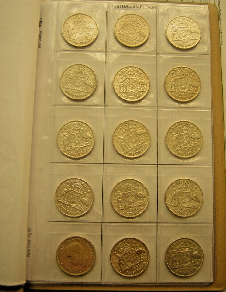 FLORIN SET in ALBUM WITH RARE 1932 LESS SILVER VALUE HERE | eBay Australia