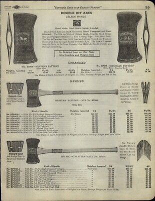 1923 PAPER AD Black Prince Double Bit Axe Axes Mound City Crucible ...