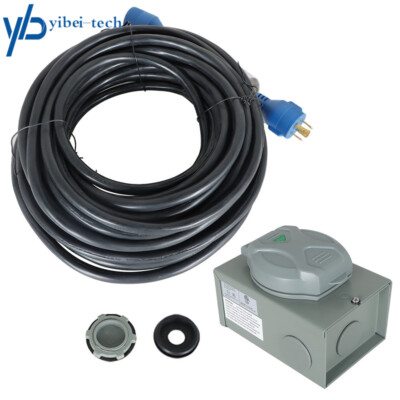 75ft 30Amp RV Power 4-Prong Extension Generator Cord w/ Inlet Box L14 ...