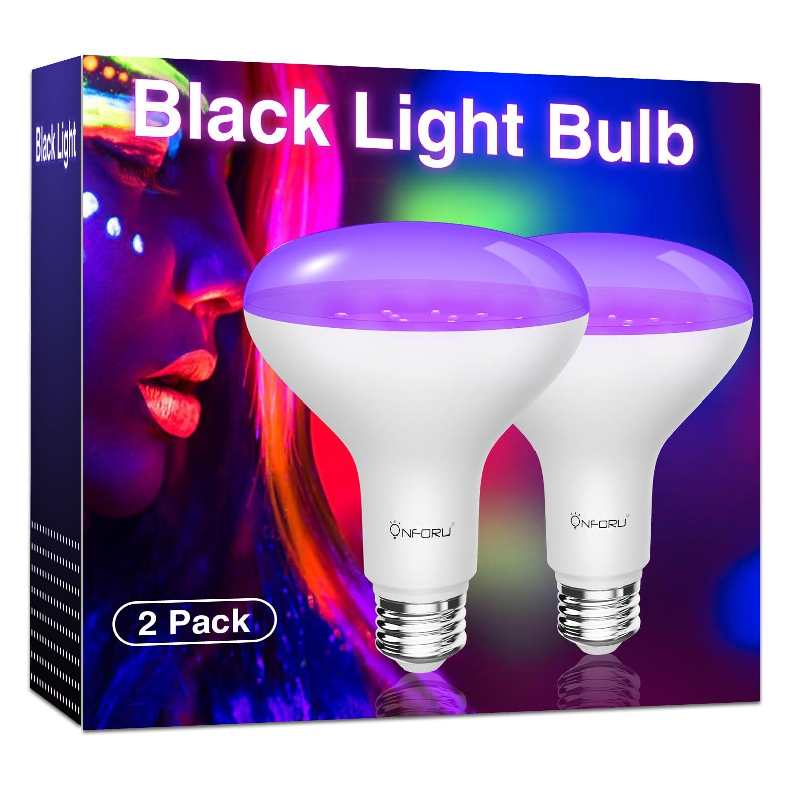 Onforu 2 Pack 120W Equiv LED Black Light Bulb BR30 E26 Blacklight Bulbs ...