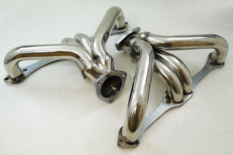 SBC Small Block Chevy Stainless Hugger Angle Plug Header 265 283 305 ...
