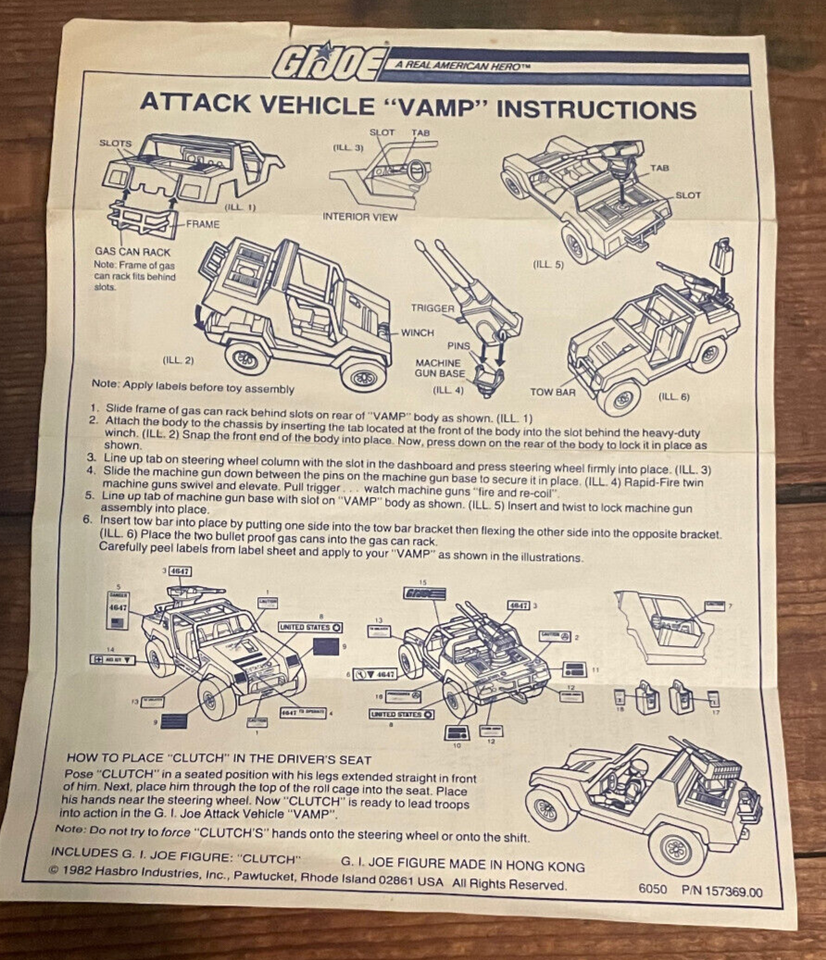 GI Joe Vamp 1982 Blueprints ARAH | eBay