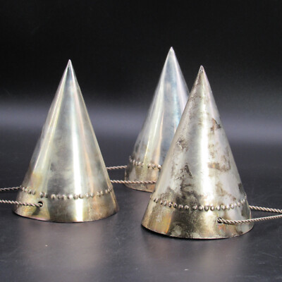 Dept 56 Cones, 4 3/4" Silverplate Baskets, Three (3), Wire Hanger Embiossed Dots | eBay