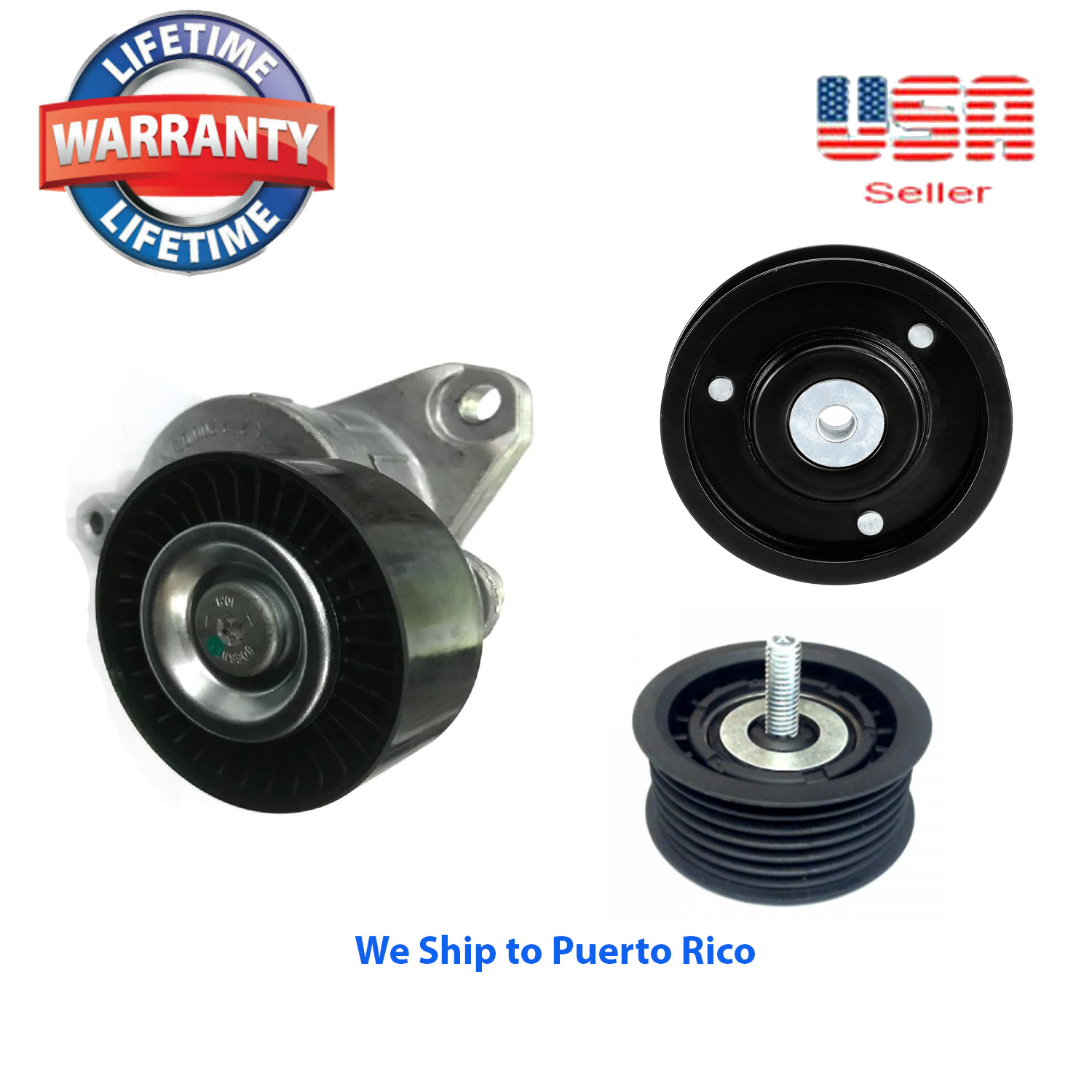 Belt Tensioner+ 2 Idler Pulley Fit Mercedes Benz C230 C280 C300 ...