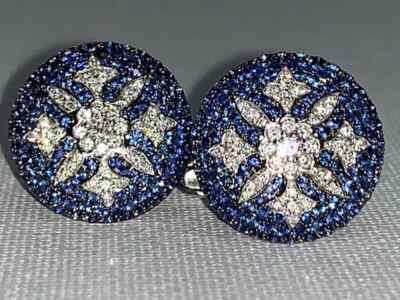 Distinctive 4.45Carat Blue Sapphire With White Cubic Zirconia Snowflake ...
