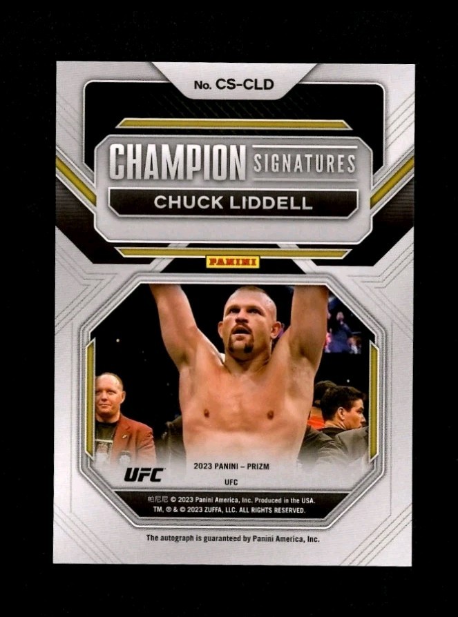 2023 Panini Prizm UFC Chuck Liddell Auto Champion Signatures Autograph ...