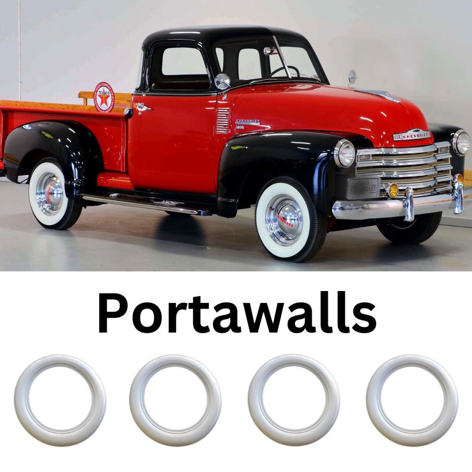 OLDTIMER 16" WHEEL WHITE WALL 2+2 SET TYRE INSERT TRIM BABY MOON DOG DISH HUBCAP | eBay