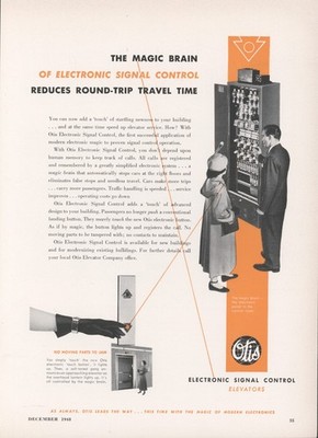 1948 Ad * Otis Elevator Company * Magic Brain Electronic Signal Control ...