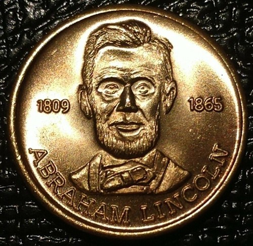 ABRAHAM LINCOLN PEACE UNITY FREEDOM MINI MEDAL HONEST ABE COIN TOKEN ...