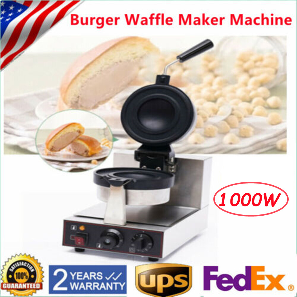 1KW Electric Burger Waffle Maker Nonstick Hamburger Panini Press Baking ...