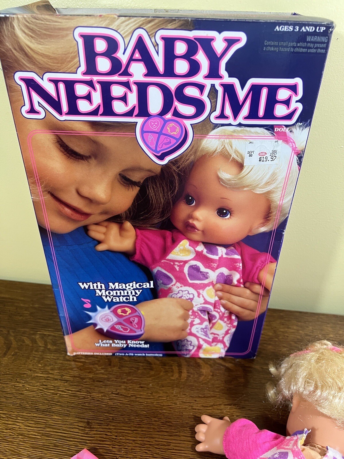 Vintage 1993 Kenner “BABY NEEDS ME” Doll with Diaper & Working Heart ...