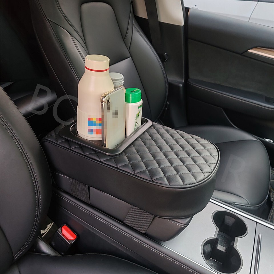 Car Seat Armrest Cushion Storage Pad With Cup Holder For Interior ...