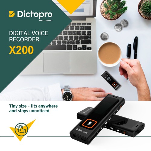 Mini Digital Voice Activated Recorder By Dictopro, 8GB Spy Dictaphone ...