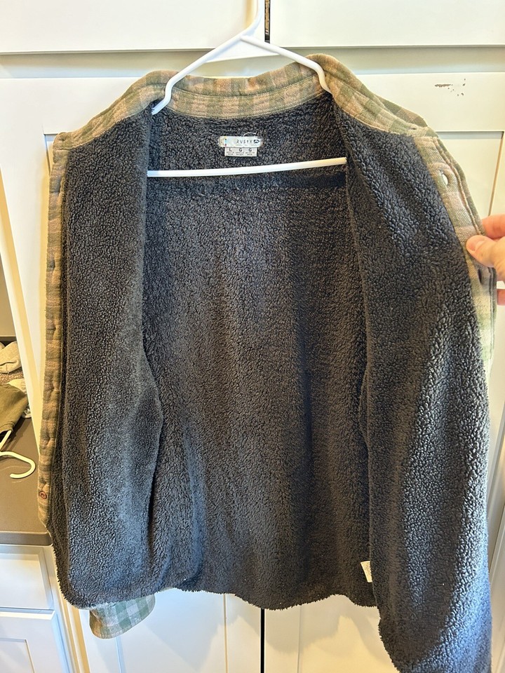 Rusty Flannel Shirt- Large- Sherpa Lined Chest- Olive Green | eBay