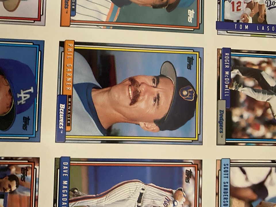 TOPPS 1992 FULL SET (792 CARDS) UNCUT BASEBALL CARDS (6 SHEETS OF 132 ...