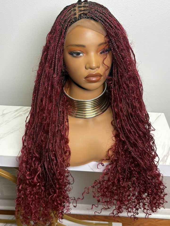 Full Lace Boho | Braided Wig Wig| Ready To Ship Burgundy Braided Wig | eBay