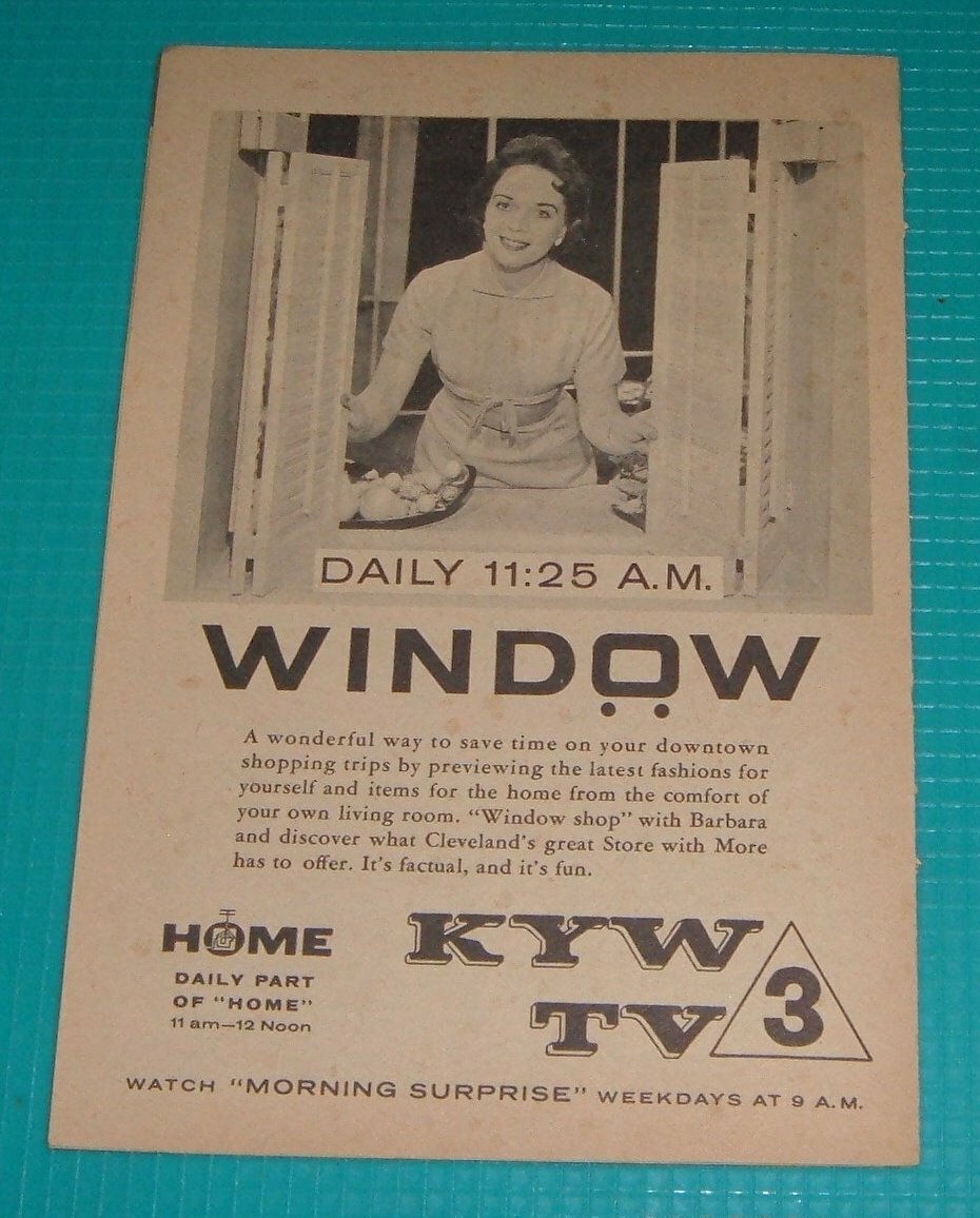 1956 KYW CLEVELAND TV AD ~ WINDOW SHOPPING HOST BARBARA Downtown Stores ...