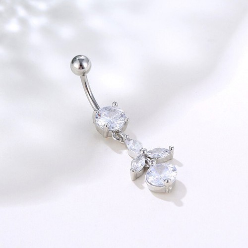 Fashion Sexy Zircon Dangle Belly Button Rings Simple Trendy Crystal ...