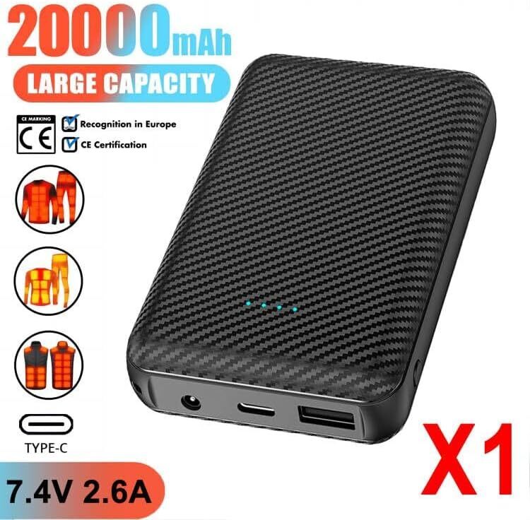 10000/20000mAh Power Bank 7.4V 3A Heated Vest Battery Pack DC USB For ...