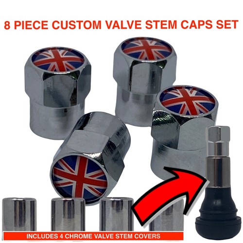 British Flag valve stem caps wheels Land Rover Bentley Rolls-Royce Mini ...