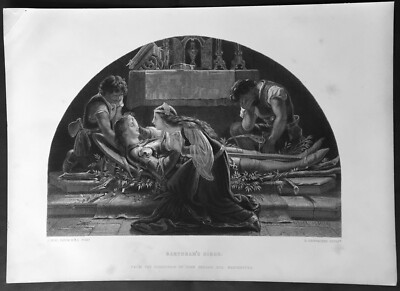 1858 The Art Journal Original Antique Print of Barthram's Dirge by ...