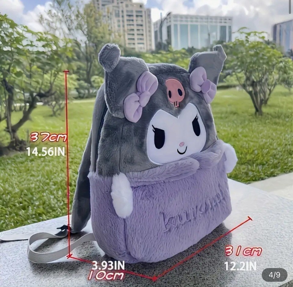 Sanrio Kuromi Plush BackPack Bag Black Back To School Kawaii | eBay