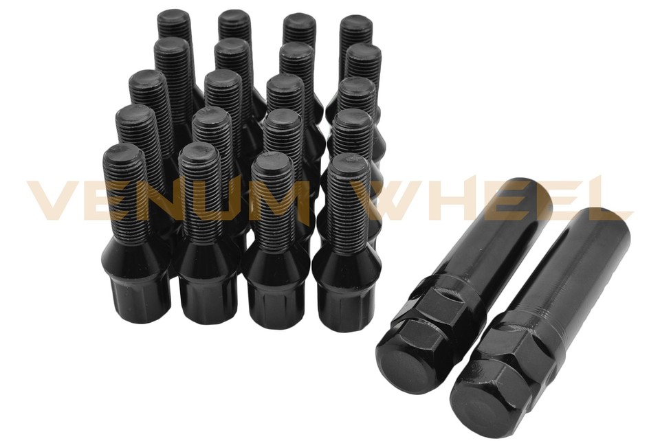 20pc 2015-2018 Jeep Cherokee & Renegade 12x1.25 Black Spline 28mm Lug ...