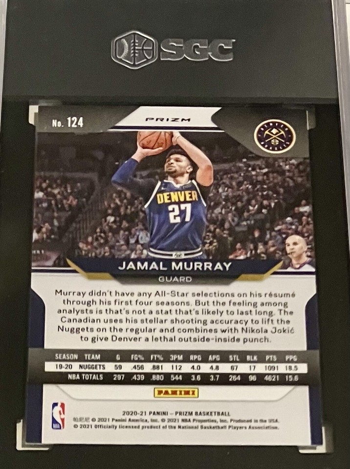 2020-21 Jamal Murray White Sparkle Prizm #124 SGC 10 SSP Gem Mint ...