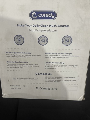 Coredy R650 Ultra Robot Vacuum Cleaner, Accessories & Owner's Manual | eBay