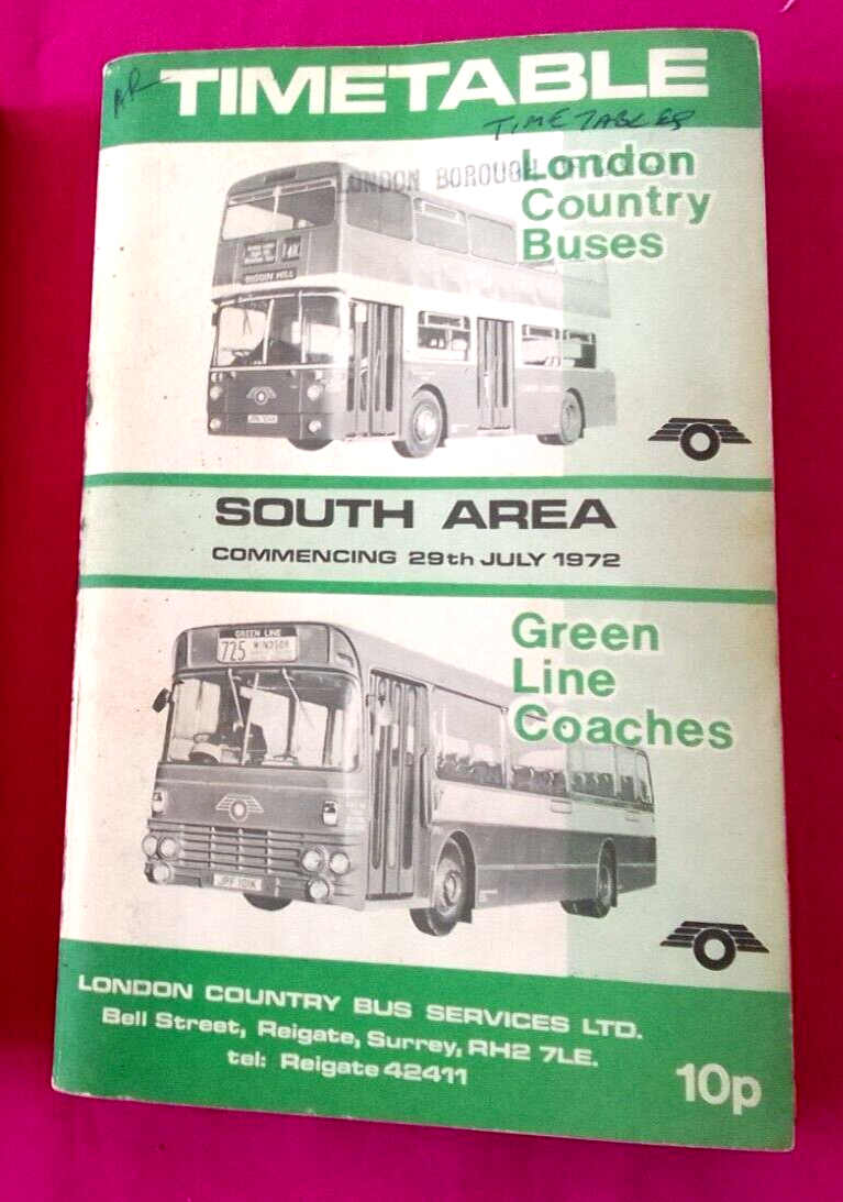 London Country Buses timetable South Area July 1972 inc Map Green Line ...
