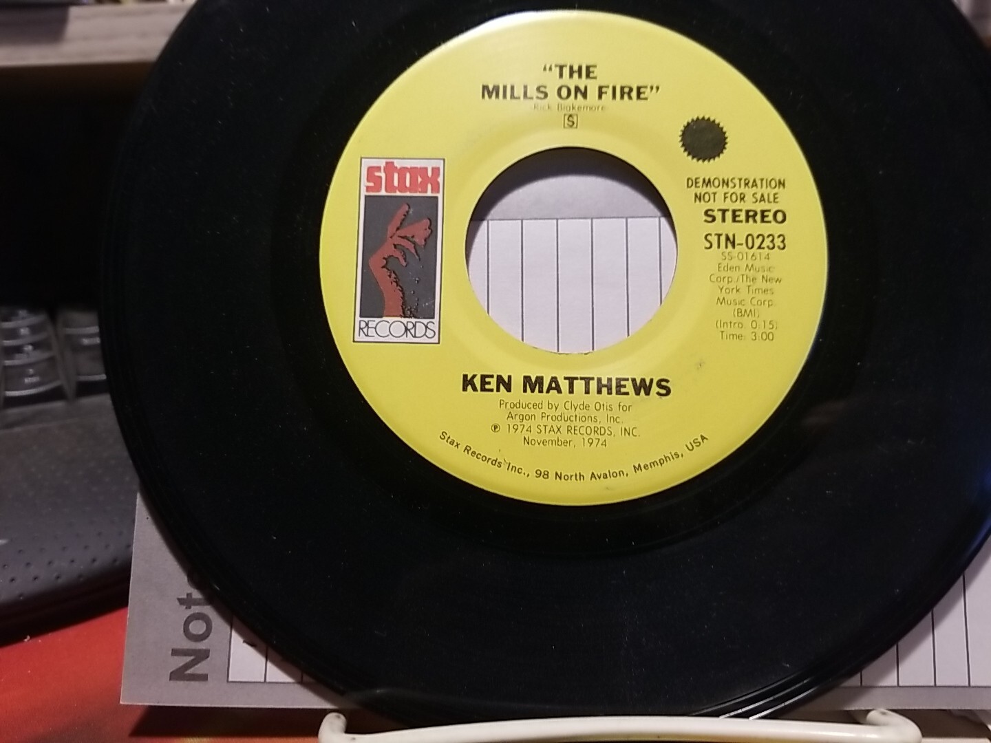 Ken Matthews ‎– The Mills On Fire Soul 7" Stax Promo 1974 mint 9 | eBay