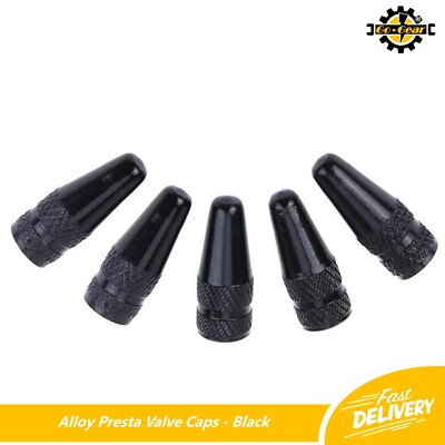 ALLOY PRESTA Valve Caps Black Dust Covers Road Bikes Cycles Inner Tubes ...