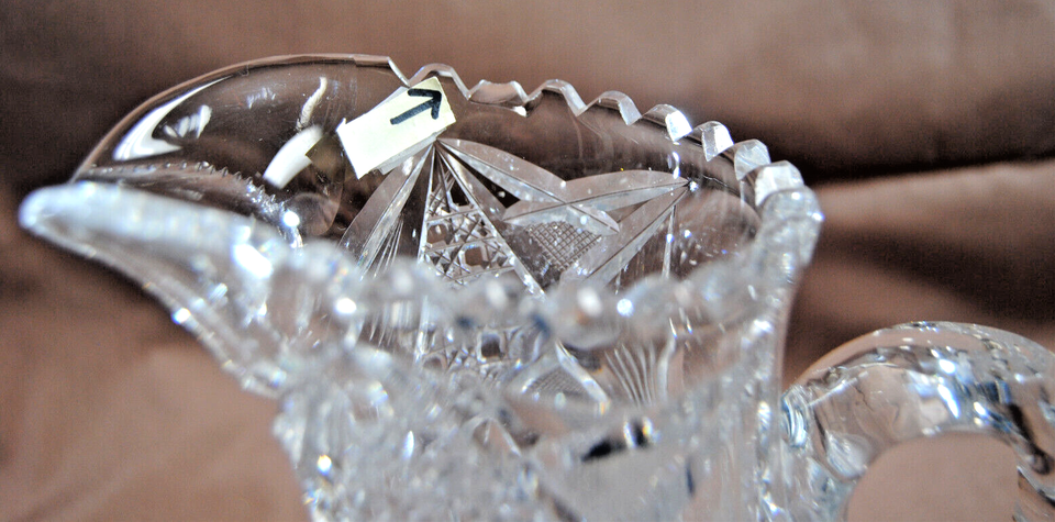 American Brilliant Sawtooth Edge Pitcher Heavy Thick Cut Crystal ...