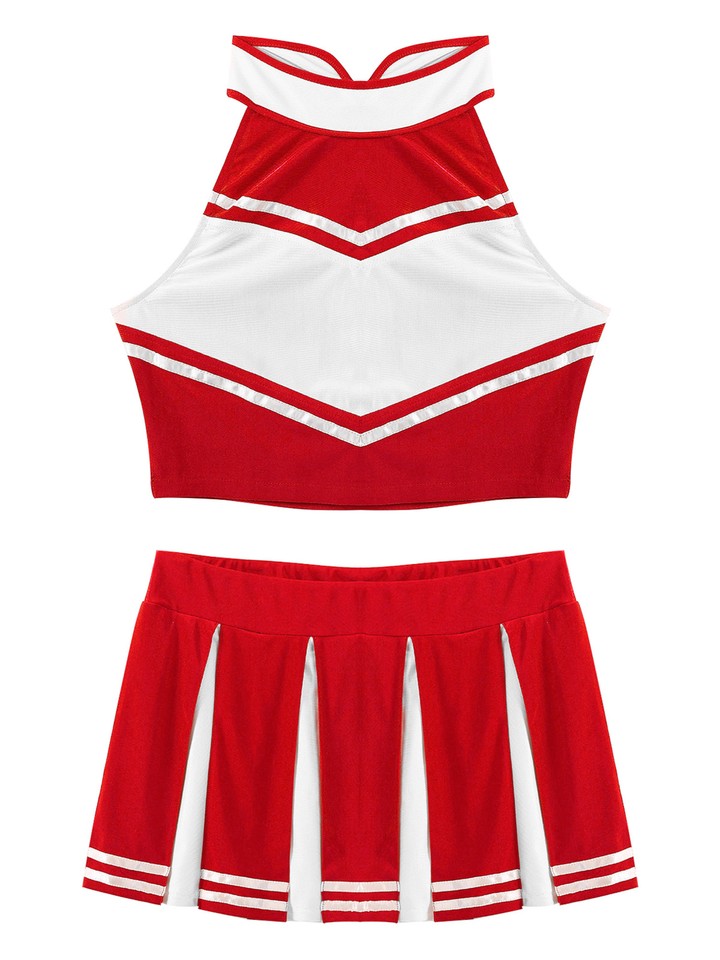 Women Cheer Leader Costume Mini 2 Piece Cheerleading Fancy Dress Outfit ...