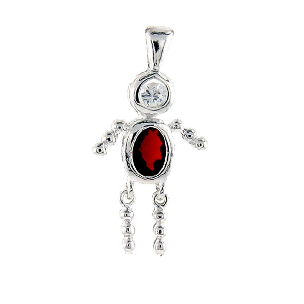 Sterling Silver Birthstone Baby Boy Pendant Charm w/ Clear and Colored ...