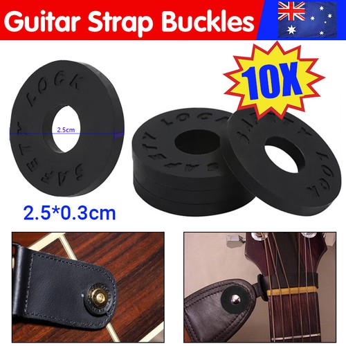10X Black Guitar Strap Locks Blocks Anti Slip For Acoustic Electric ...