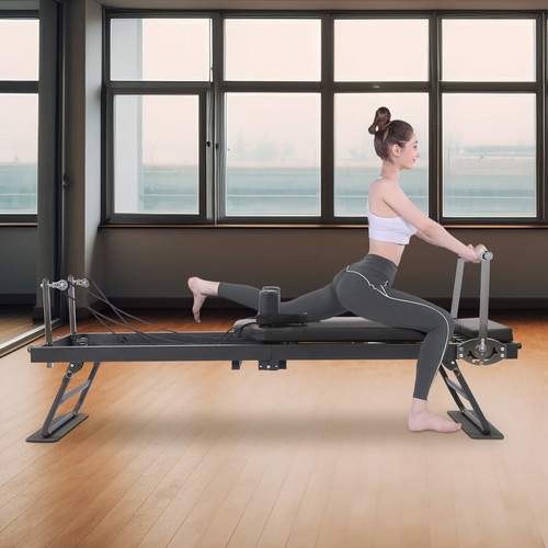 Foldable Pilates Reformer Workout Machine Cardio Fitness Full Body Yoga ...