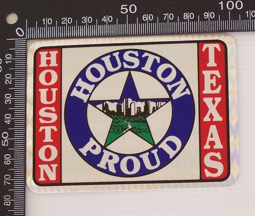 VINTAGE HOUSTON PROUD TEXAS USA SOUVENIR TOURIST LUGGAGE CAR STICKER | eBay