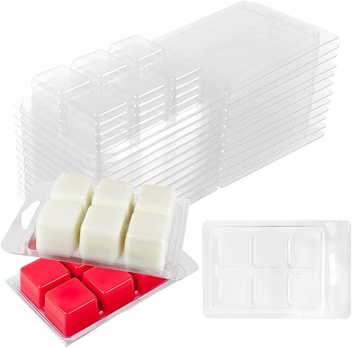6 Cavity Clear Plastic Cube Tray Wax Melt Clamshells Mold Container 50 ...