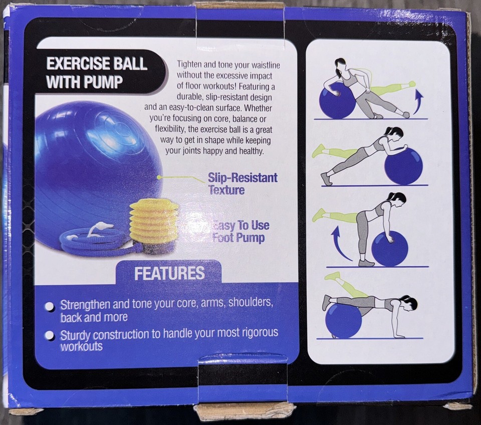24" Exercise Ball with Pump - Pro Strength -Strengthen & Tone - NIB ...