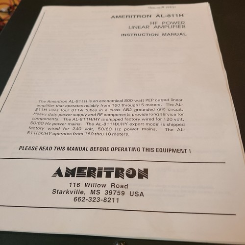 Ameritron HF Power Linear Amplifier AL-811H | eBay