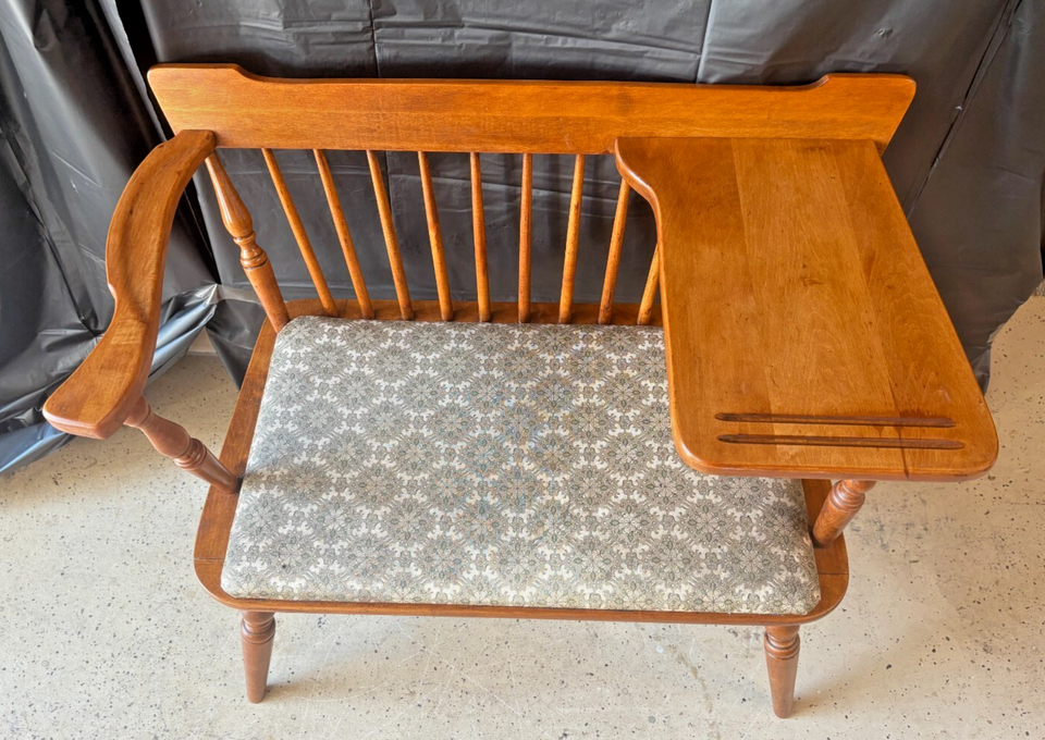 Vintage Antique Gossip Bench Telephone Table Entry Bench "Tell City ...