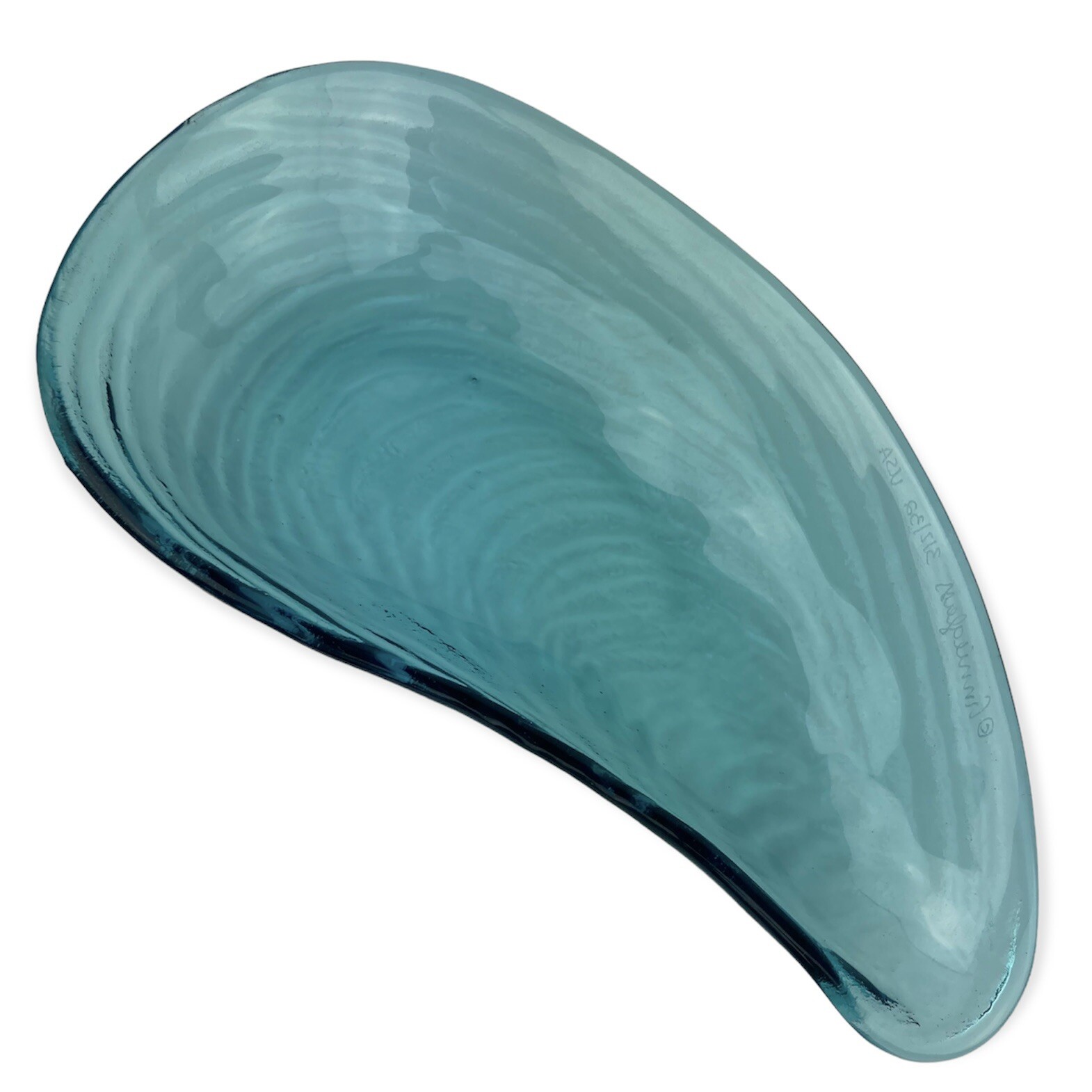 Annieglass Nautilus Ocean Blue Shell Platter Hand Blown Glass Signed ...