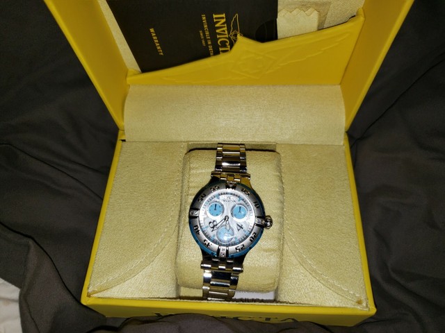 Invicta Subaqua Women's Round Analog Oyster Crystal Multi-dial Cyan ...